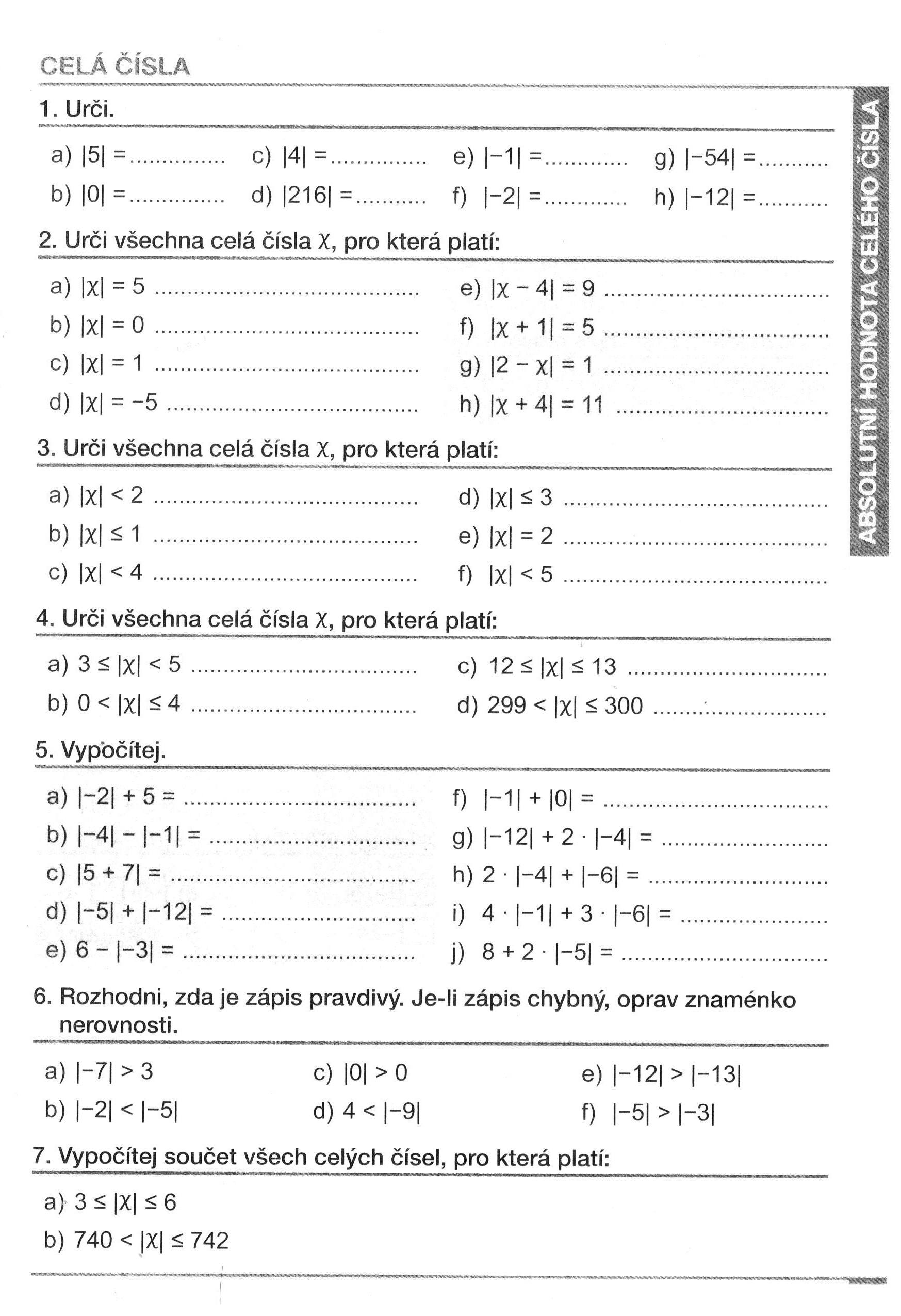 ZŠ Kunratice | Celá čísla