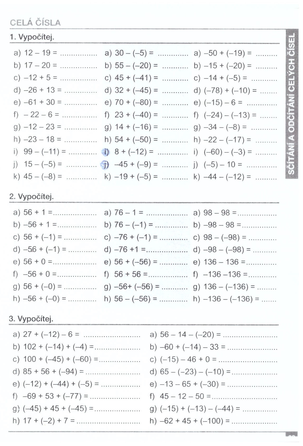 ZŠ Kunratice | Celá čísla